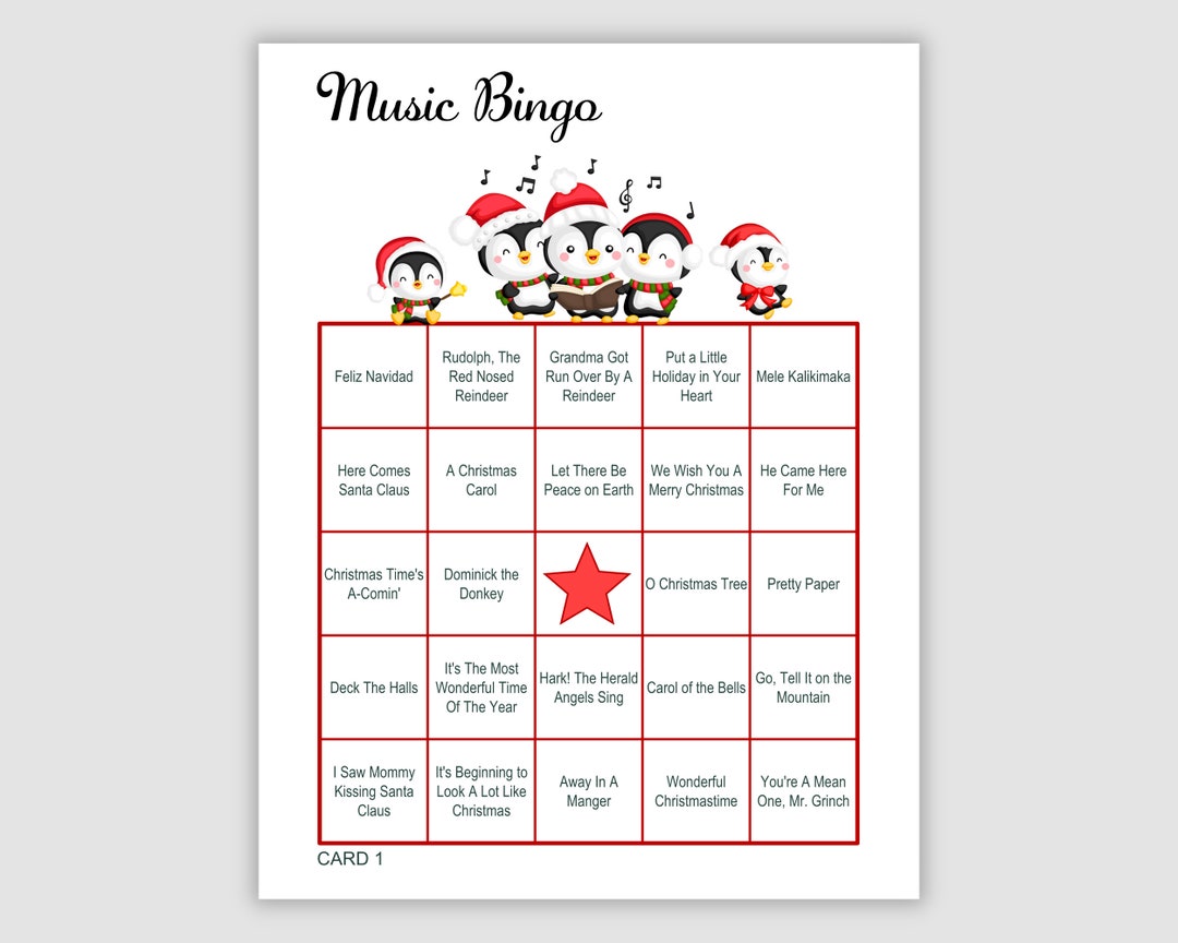 100 Christmas Music Bingo Cards, 1 and 2 per Page, 75 Call Fun Holiday ...