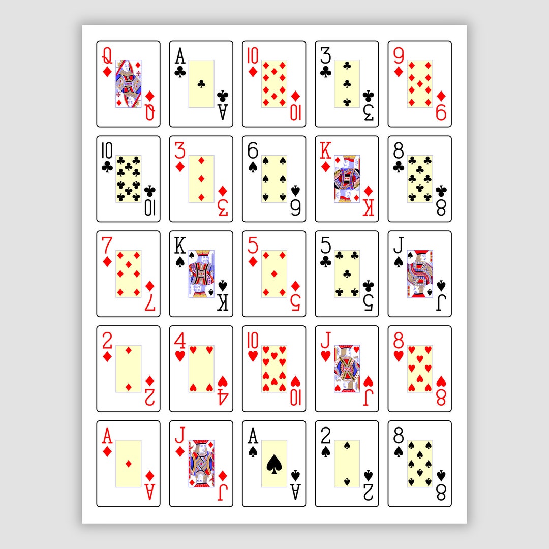 200 Poker Bingo Cards Set 2, Pdf Download, Instant Printable Fun Party ...