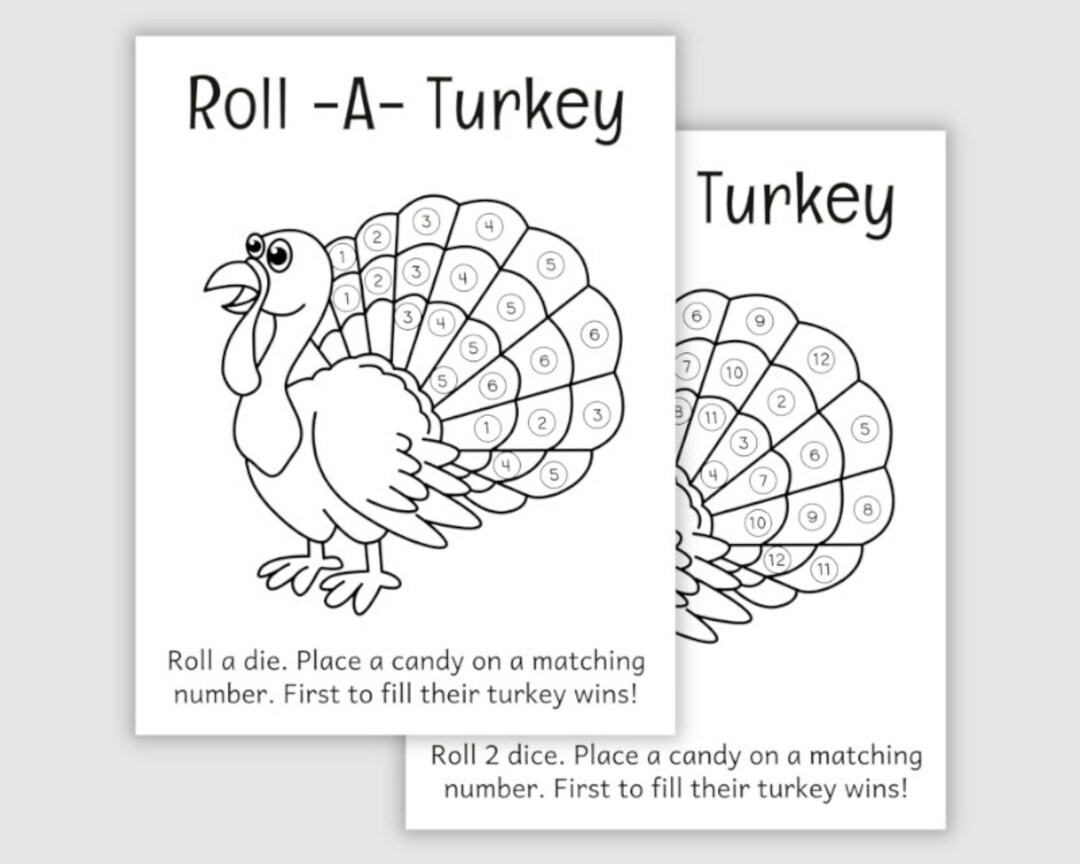 Roll A Turkey Dice Game Pdf Download, Instant Printable Fun ...