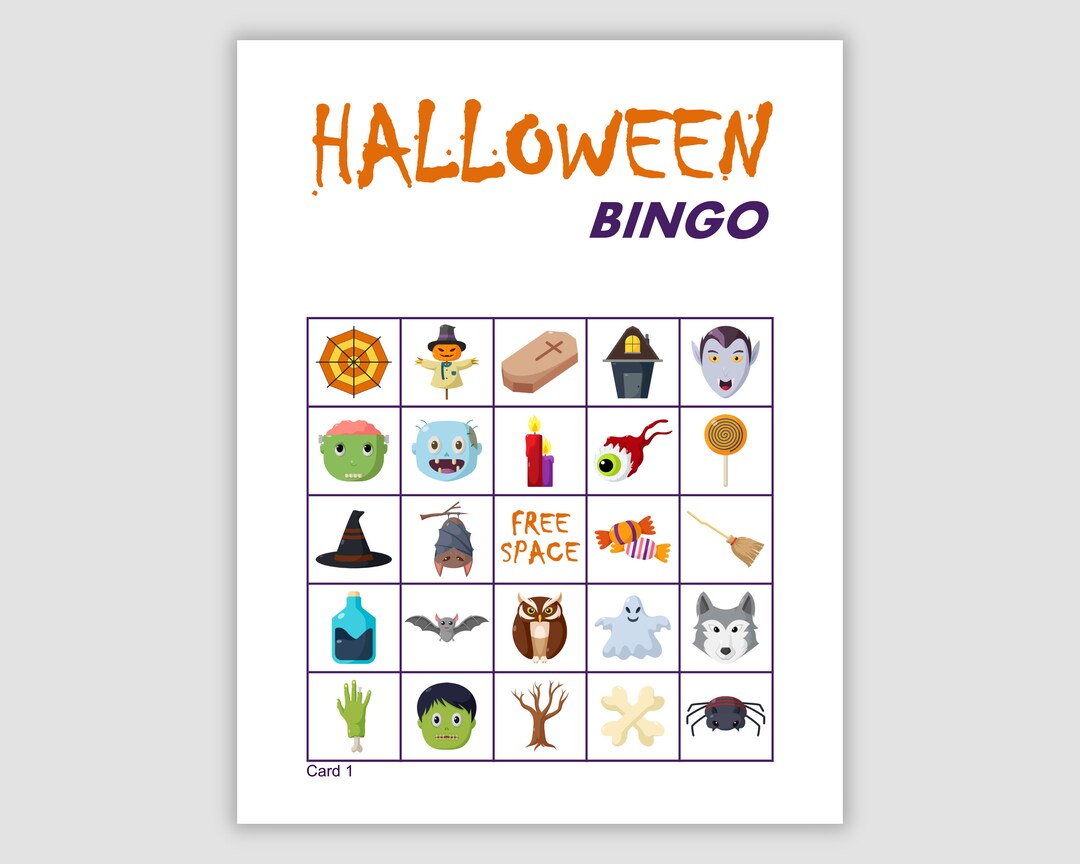 100 Halloween Bingo Cards Pdf Download, 1 and 2 per Page, Instand ...
