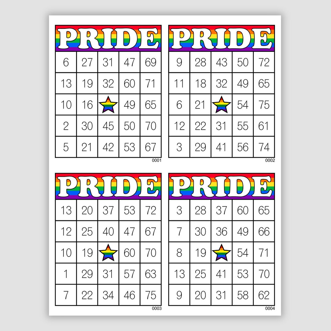 1000 Pride Bingo Cards Pdf Download 1 2 and 4 per Page - Etsy