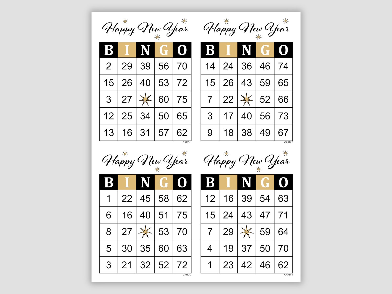 500 Happy New Year Bingo Cards Pdf Download 4 per Page - Etsy