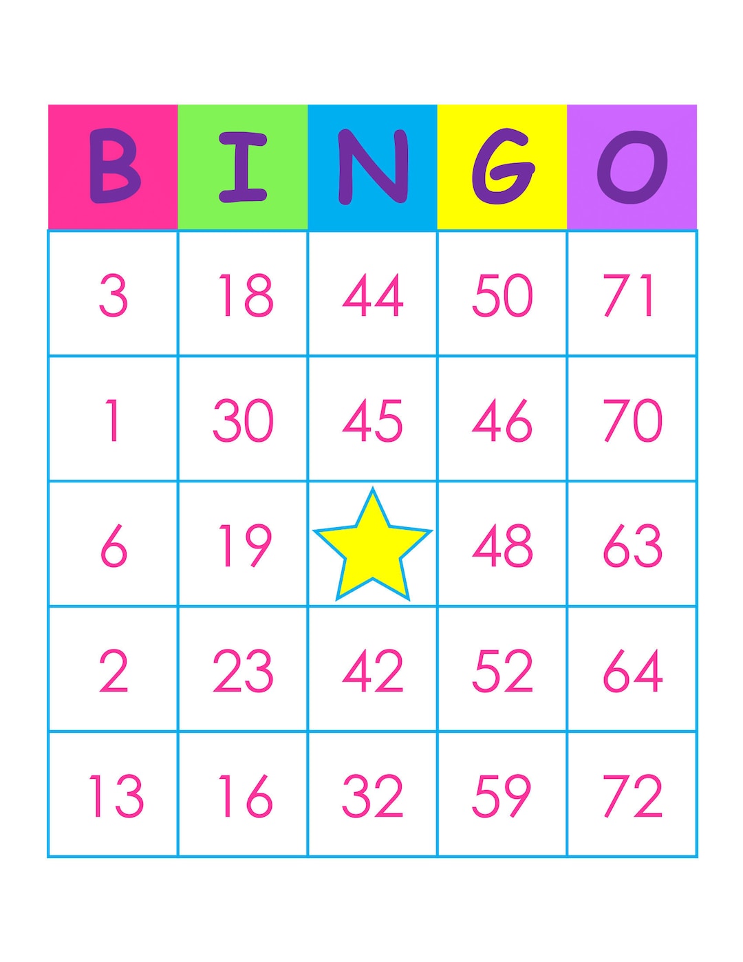 1000 Bingo Cards, 1 per Page, Instant Printable Pdf Download, Fun Party ...