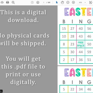 500 Easter Bingo Cards Large Print Pdf Download, 1, 2, and 4 per Page ...