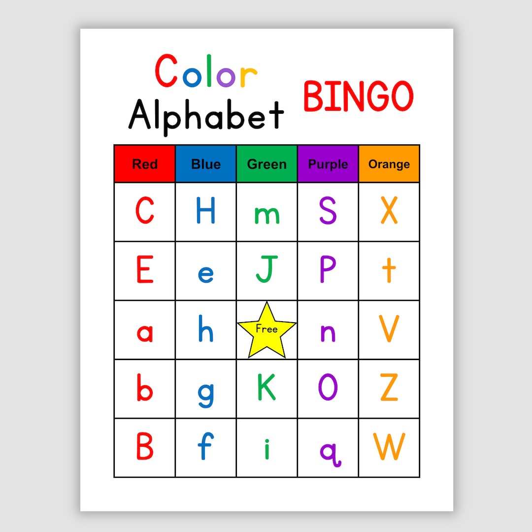 200 Color Alphabet Bingo Cards Pdf Download, 1 per Page - Etsy