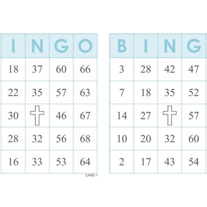 Bingo Cards, 2000 Cards, 2 per Page, Instant Pdf Download, Blue W/cross ...