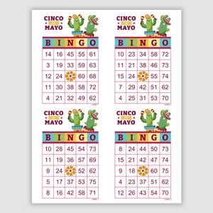 1000 Cinco De Mayo Bingo Cards Pdf Download, 1 ,2, and 4 per Page, 75 ...
