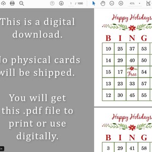 1000 Happy Holidays Bingo Cards Pdf Download, 1, 2, and 4 per Page ...