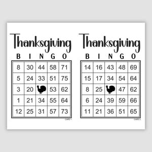 500 Thanksgiving Bingo Cards PDF Download, 1, 2, 4, 6, and 9 per Page ...