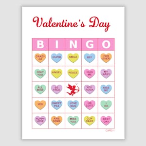 50 Valentine’s Day Bingo Cards Pdf Download, 1 and 2 per Page, Instant ...