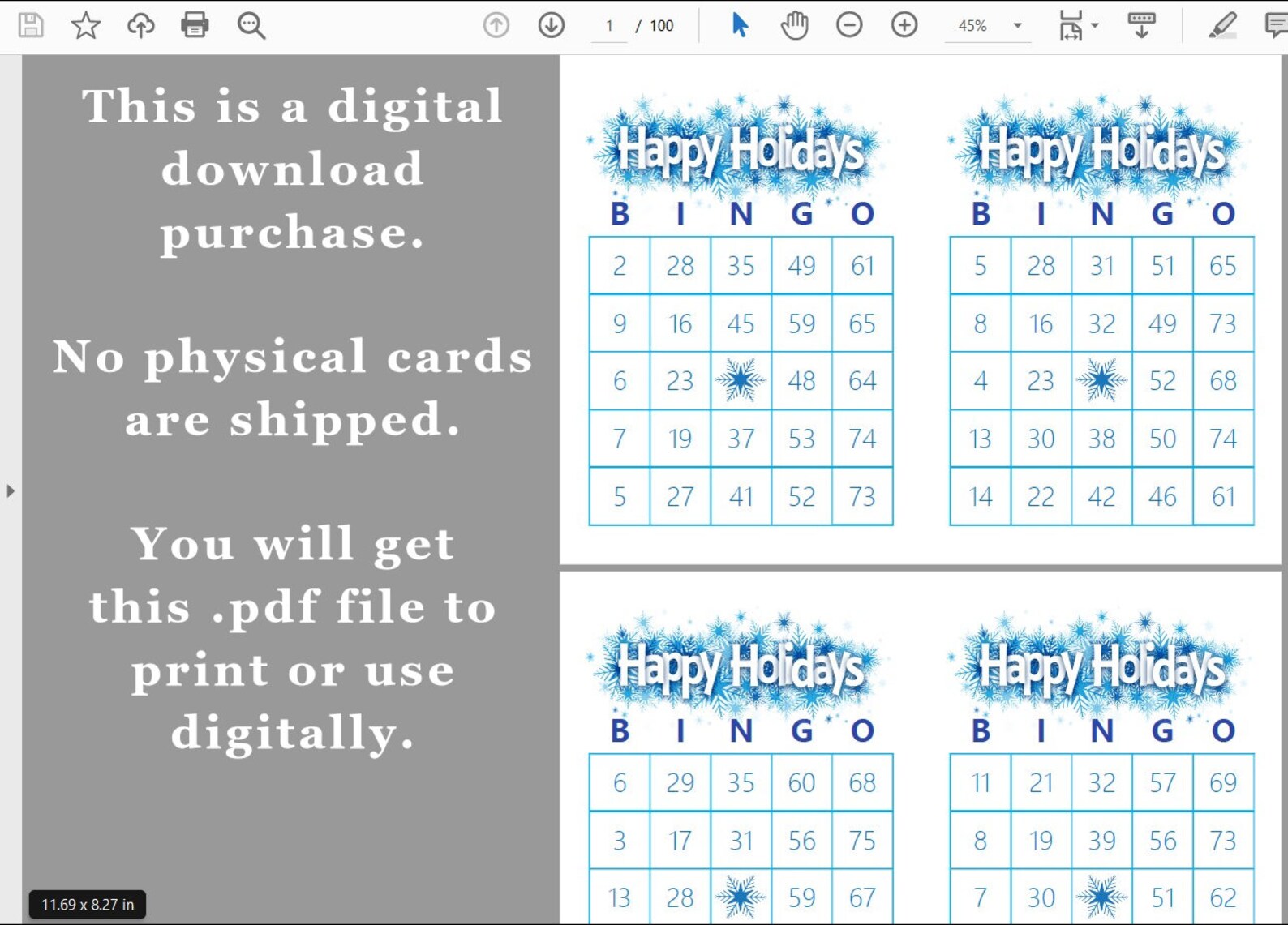 200 Happy Holidays Bingo Cards Pdf Download 2 per Page - Etsy