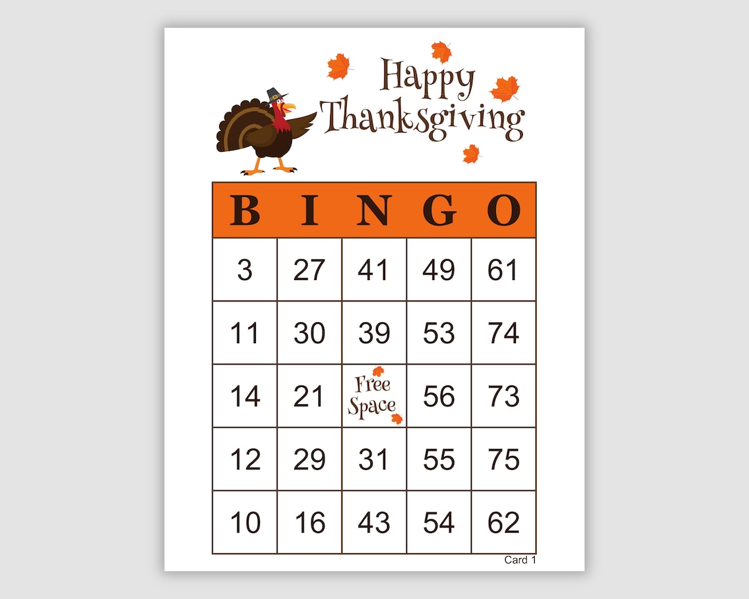 1000 Thanksgiving Bingo Cards, 1, 2, and 4 per Page, Pdf Download ...