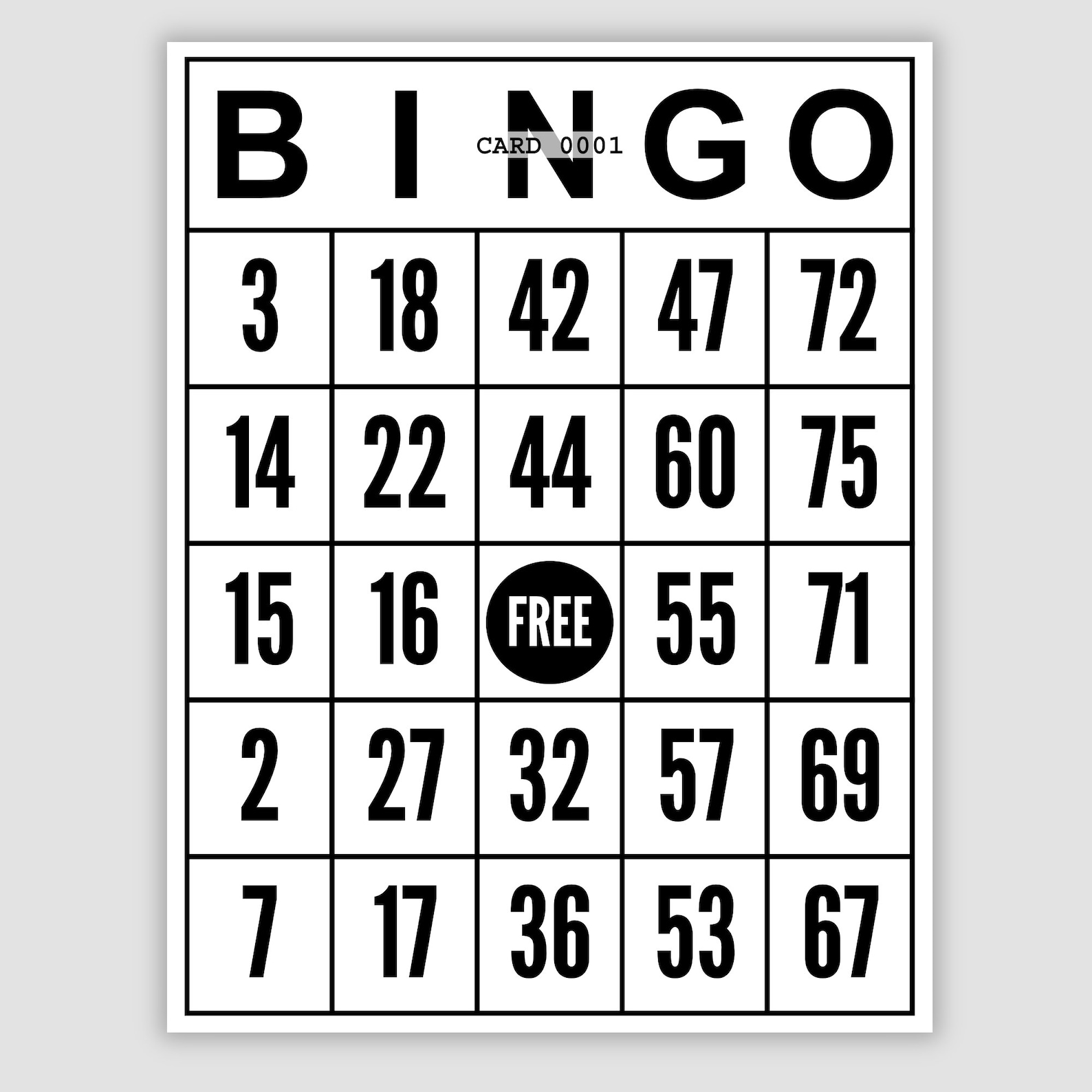 1000 Jumbo Bingo Cards Pdf Download, 1 per Page, Instant Printable Fun ...