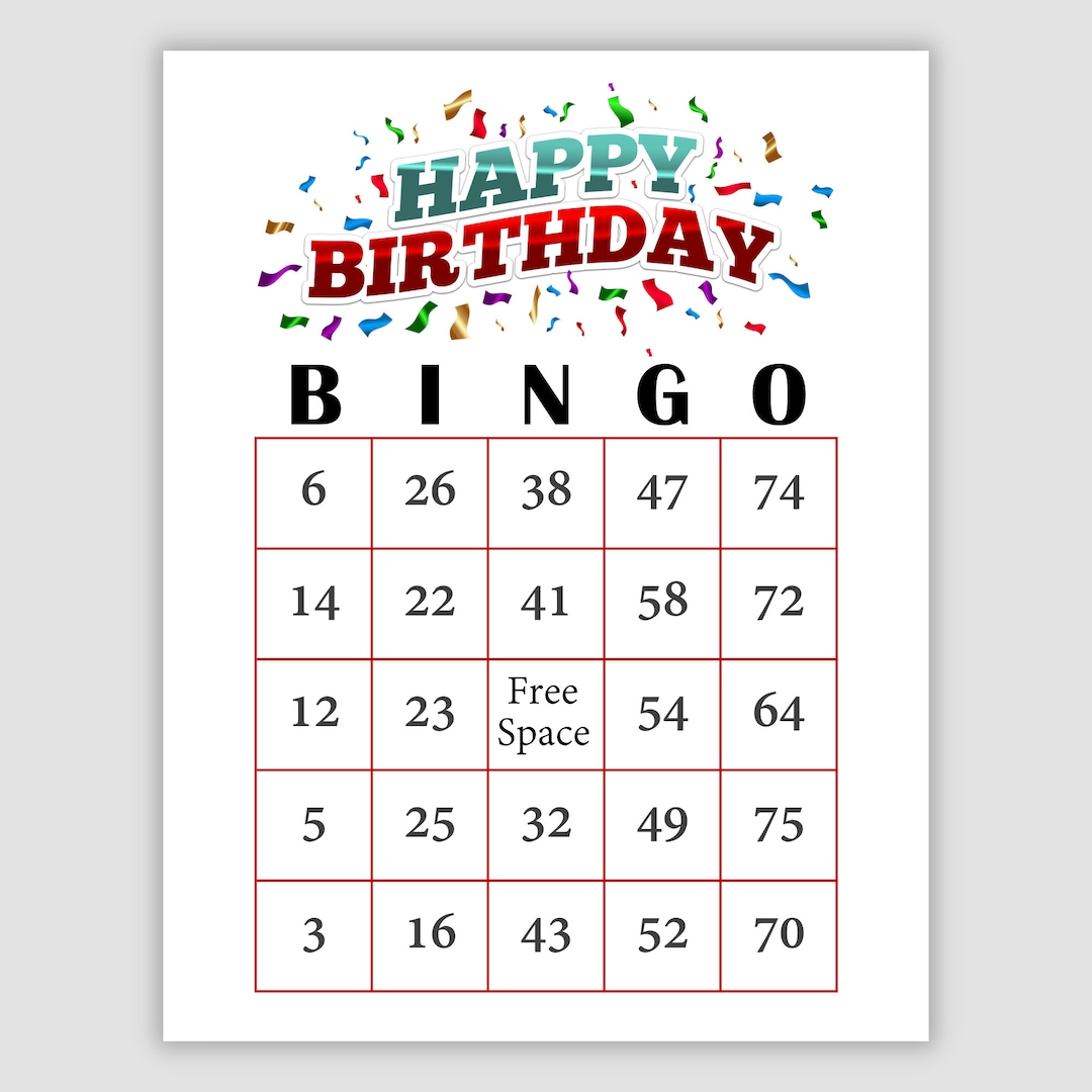 100 Birthday Bingo Cards, Pdf Download, 1 per Page, 75 Call, Instant ...