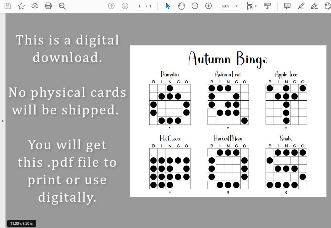6 Autumn Bingo Patterns Program Flyer, Fall Bingo Patterns, Instant ...