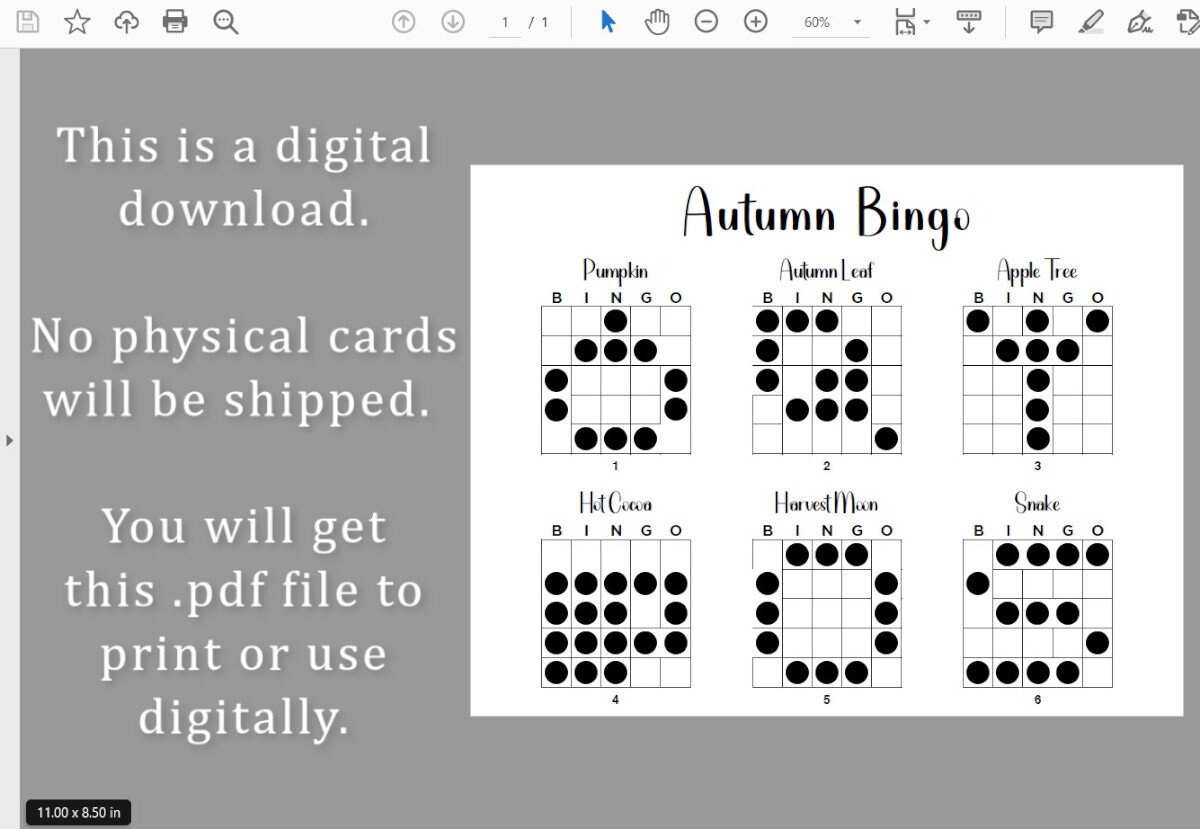 6 Autumn Bingo Patterns Program Flyer, Fall Bingo Patterns, Instant ...