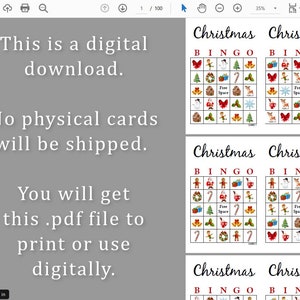 200 Christmas Bingo Cards Pdf Download, 75 Call, 1 and 2 per Page ...