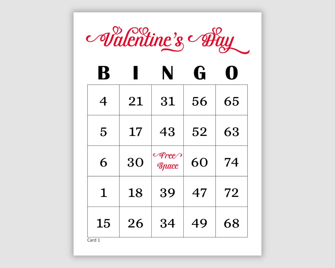 100 Valentines Day Bingo Cards Pdf Download, 1, 2, and 4 per Page ...