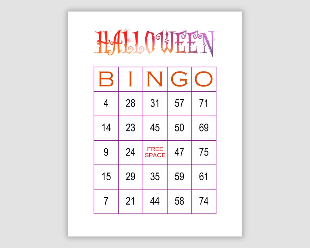 200 Halloween Bingo Cards Pdf Download, 1 per Page, Instant Printable ...