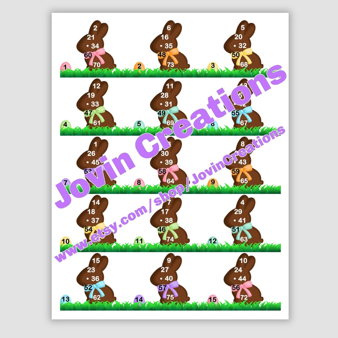 Easter Bingo Boards 1 Mixed, 1 Straight, 1 Blank, 15 Line 75 Call ...