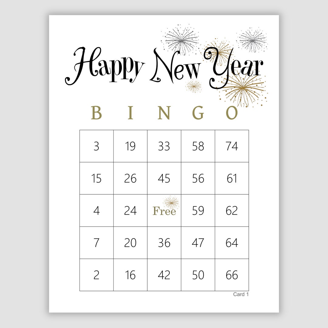 200 Happy New Year Bingo Cards Pdf Download, 1, 2, and 4 per Page ...