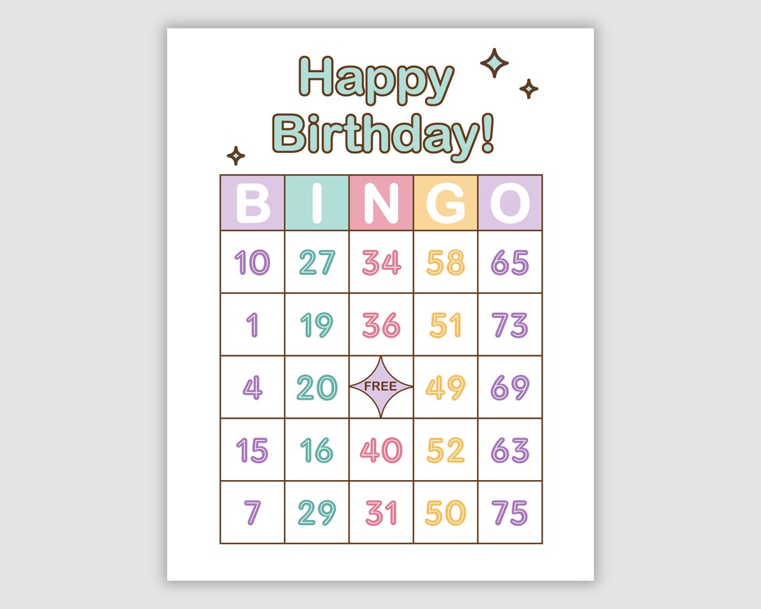 200 Birthday Bingo Cards Pdf Download, 1 per Page, Instant Printable ...
