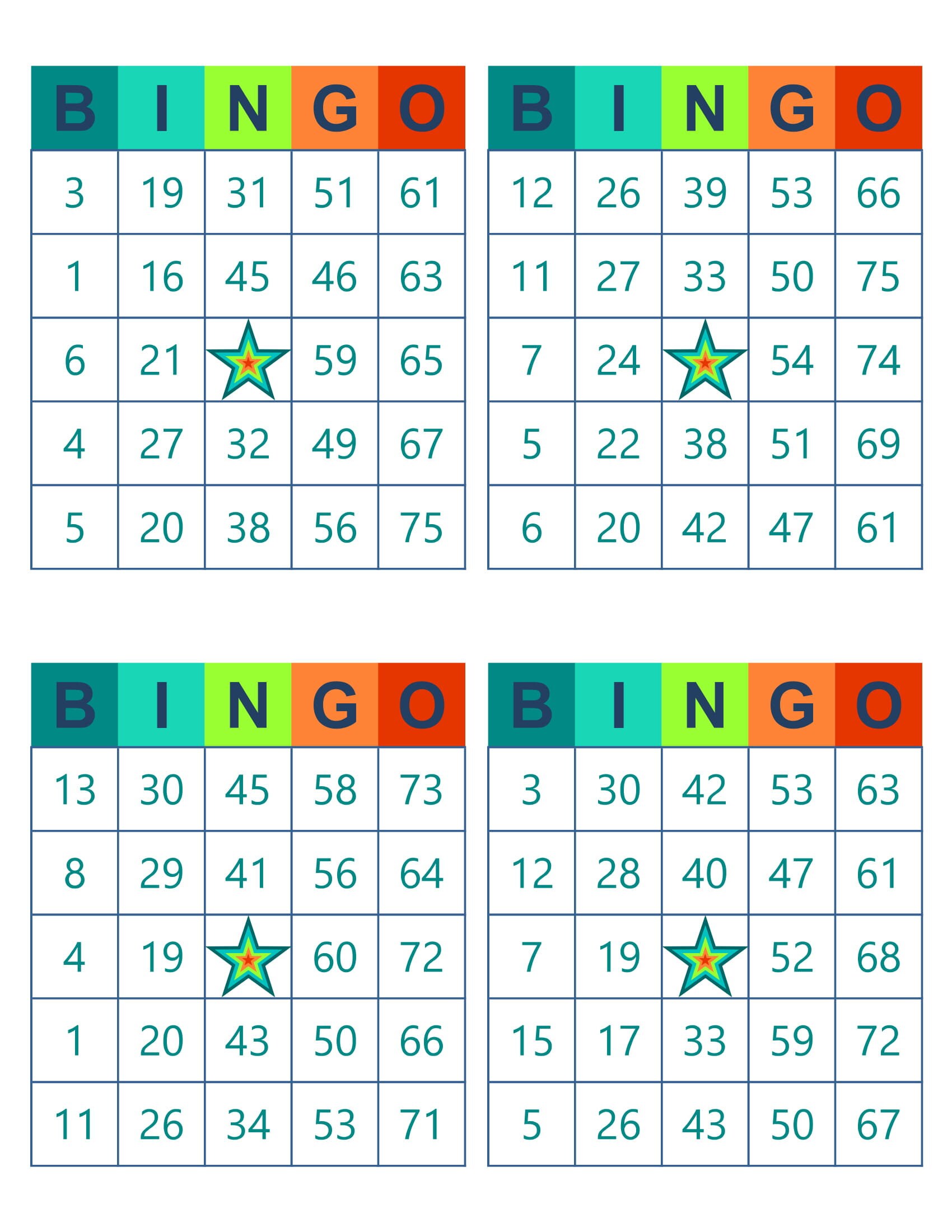 Bingo Cards 1000 Cards 4 Per Page Instant Pdf Download S2 Etsy UK