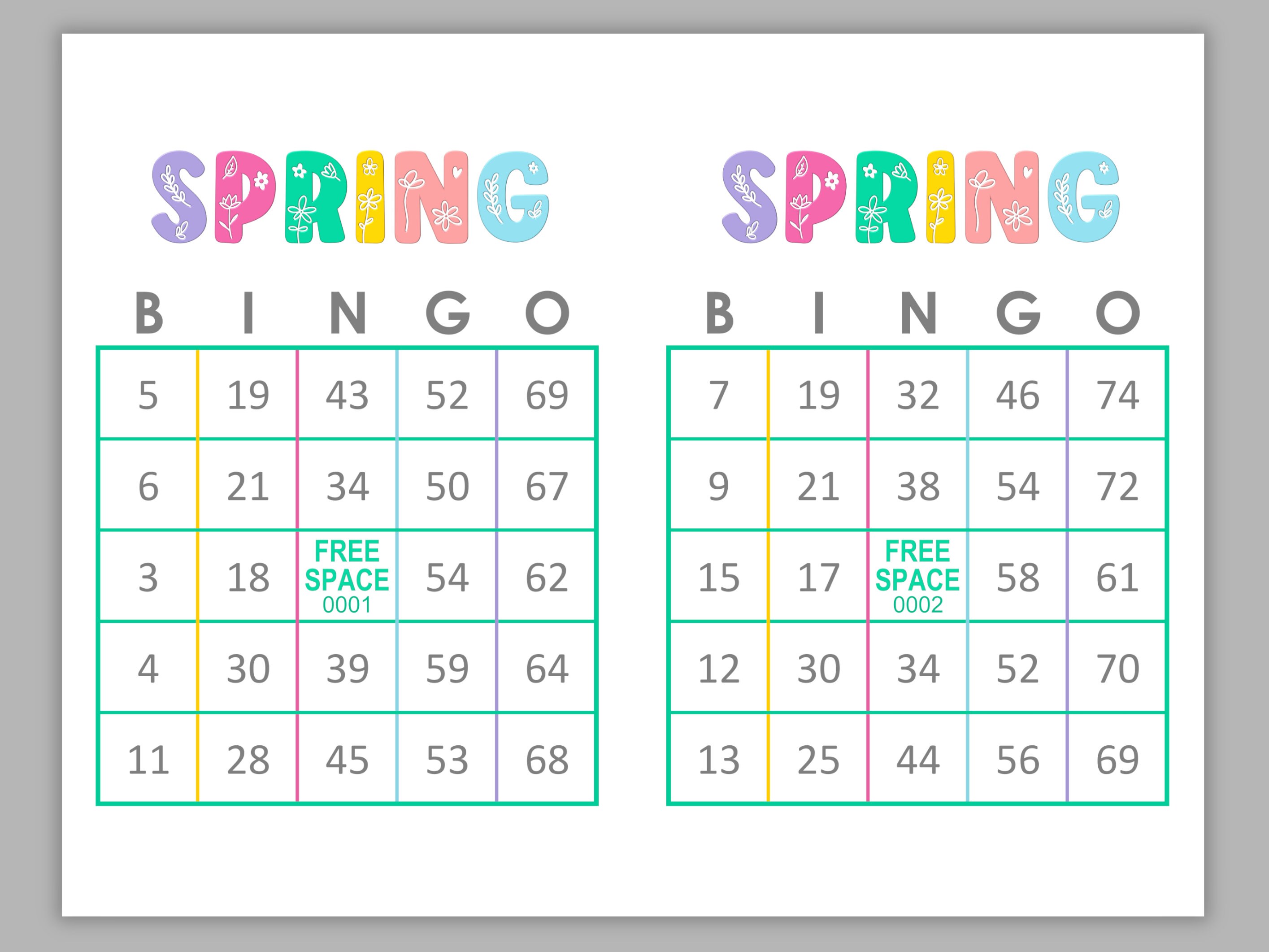1000 Spring Bingo Cards Pdf Download, 1, 2, and 4 per Page, 75 Call ...