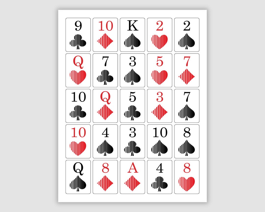 200 Large Print Poker Bingo Cards Set 1, Instant Printable Pdf Download ...