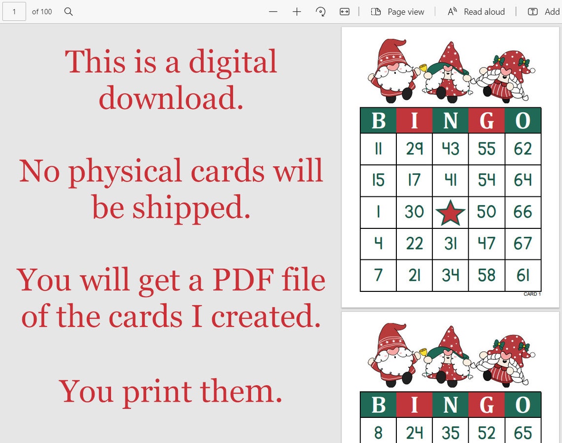 100 Holiday Bingo Cards Pdf Download 1 and 2 per Page - Etsy
