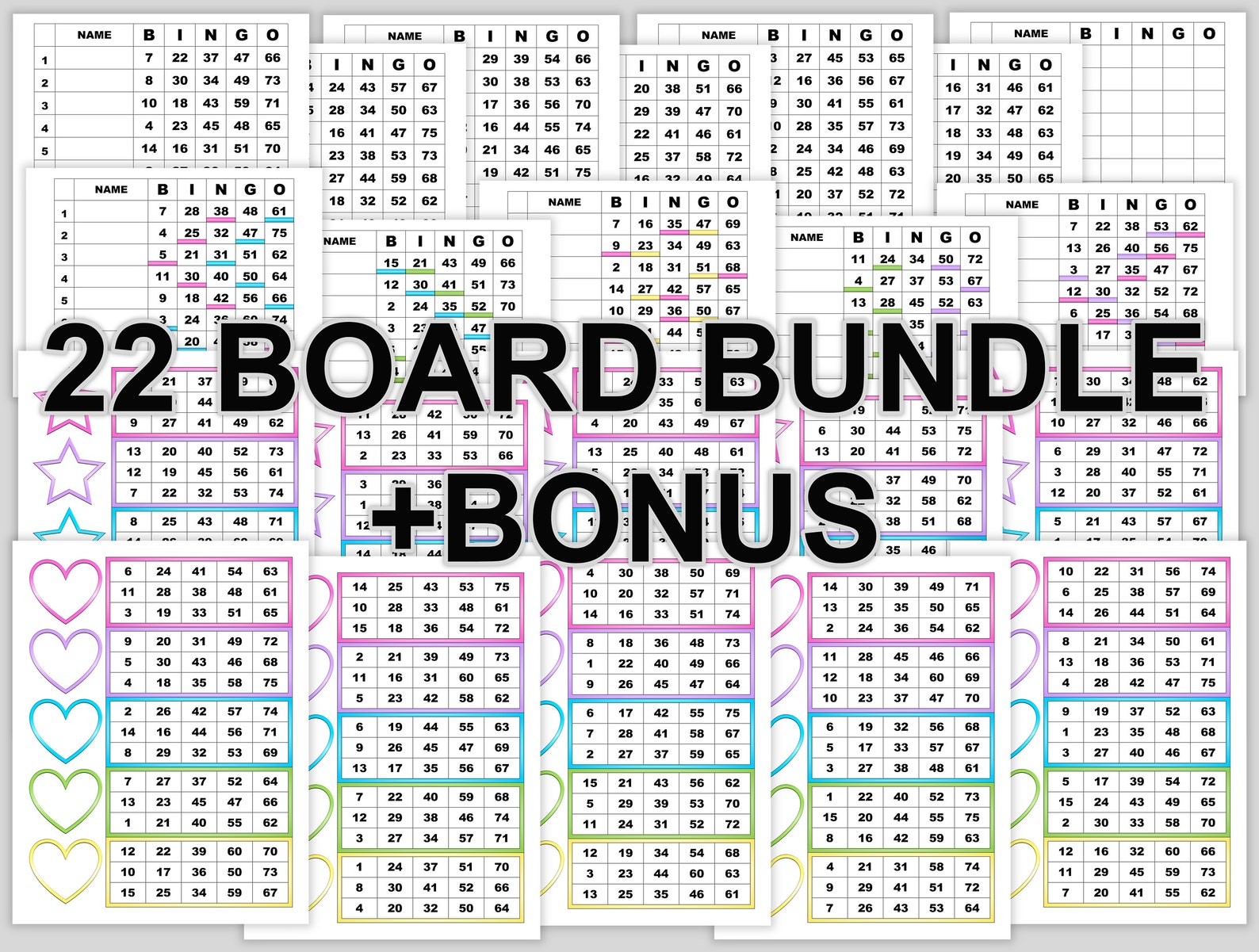 22 Board Bundle Immediate Printable Bingo PDF Download - Etsy