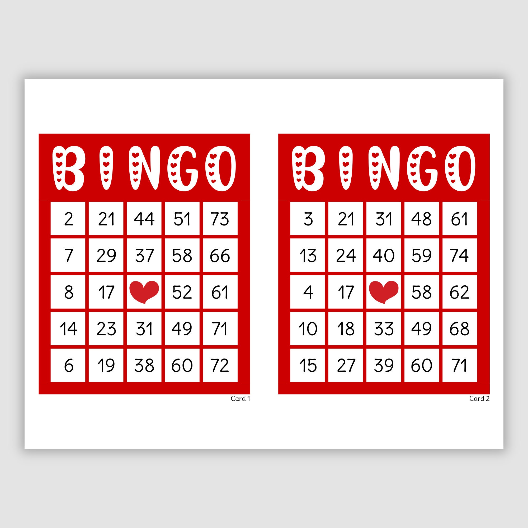 500 Valentine's Day Bingo Cards Pdf Download, 1, 2, and 4 per Page ...