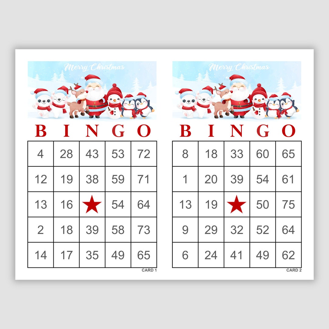 1000 Christmas Bingo Cards Pdf Download, 2 per Page, Instant Printable ...