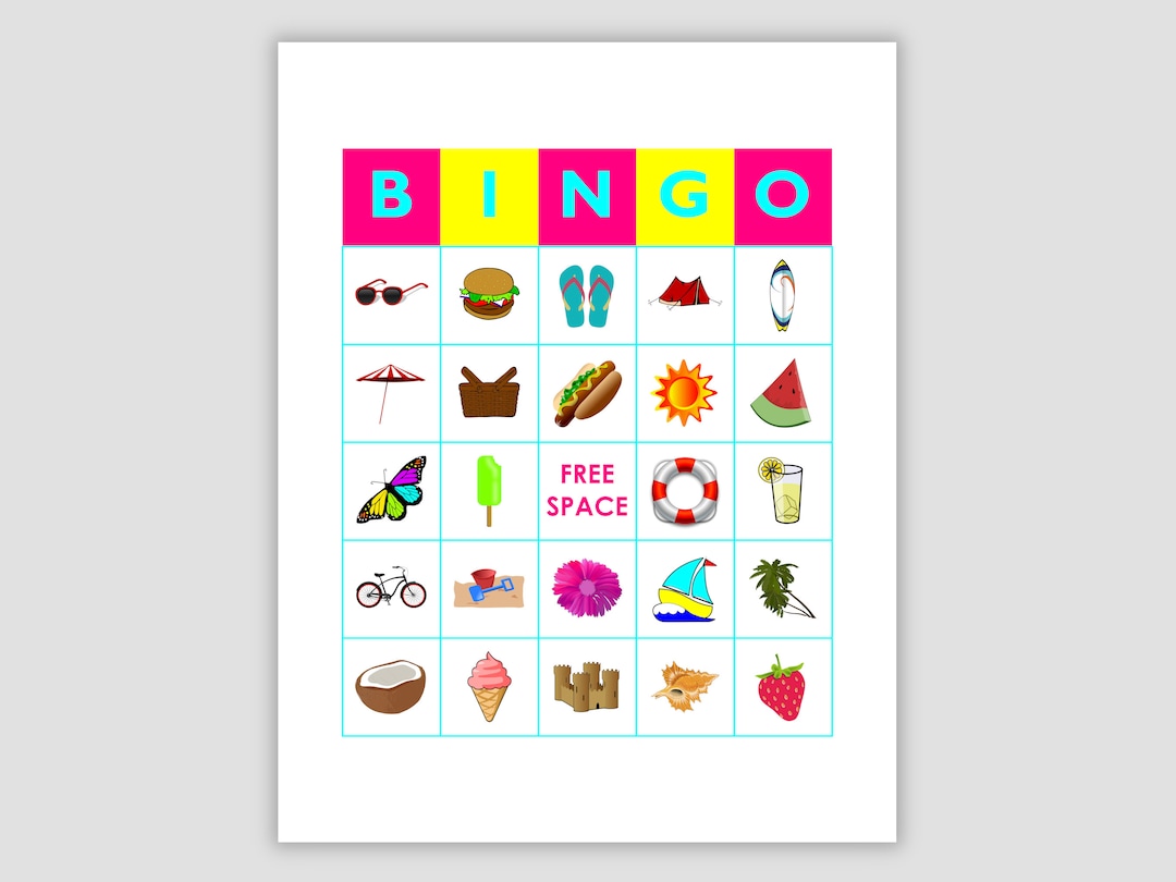 Summer Bingo Cards, 100 Cards, 1 per Page, PDF Download, Instant ...