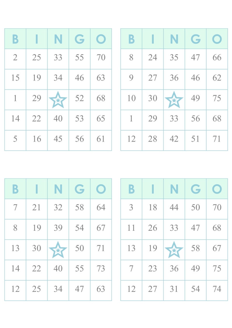 Bingo Cards 1000 cards 4 per page immediate pdf download | Etsy