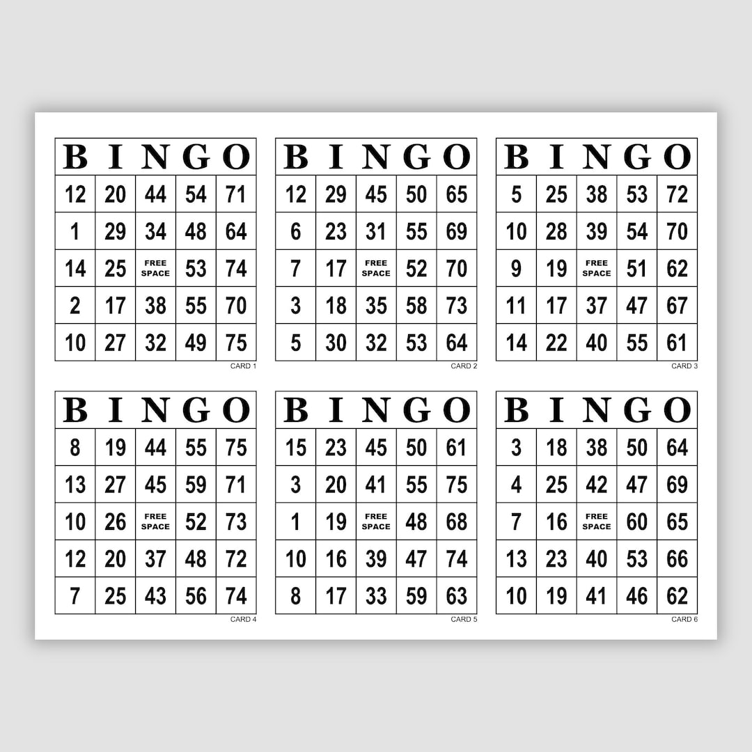 5000 Bingo Cards Pdf Download, 1, 2, 4, and 6 per Page, Instant ...