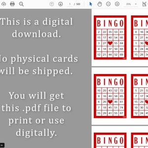 1000 Valentine's Day Bingo Cards Pdf Download, 1, 2, and 4 per Page ...