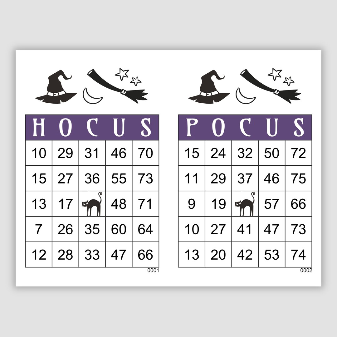 1000 Halloween Bingo Cards Pdf Download, 1 and 2 per Page, 75 or 90 ...