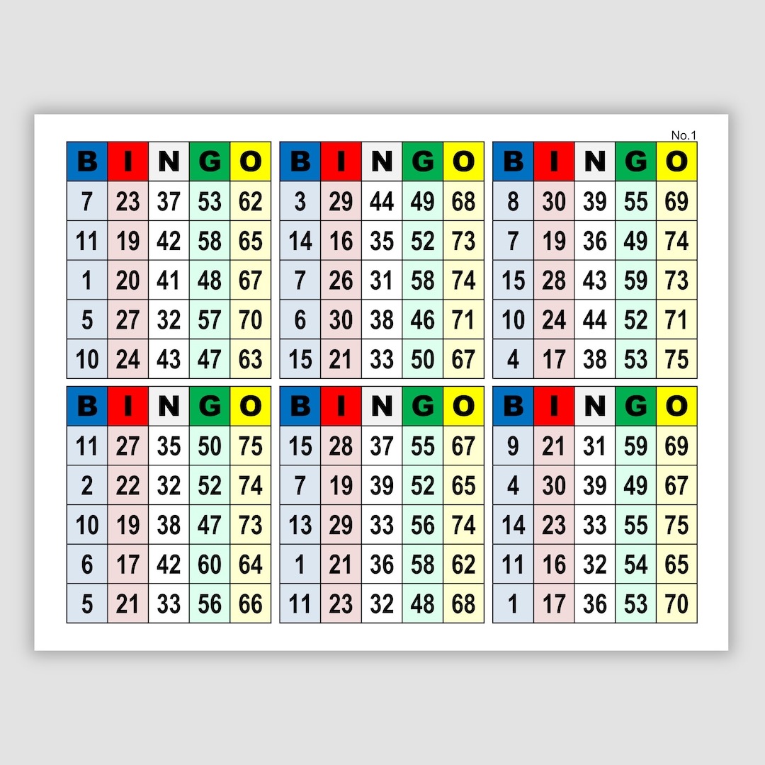 1002 Bingo Cards Pdf Download, 6 per Page, No Free Space, Instant ...
