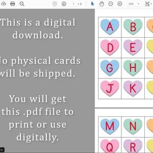 100 Valentine’s Day Alphabet Bingo Pdf Download, 1 per Page, 24 Call ...
