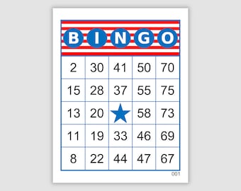 100 Patriotic Bingo Cards, 1, 2, or 4 per Page, 4th of July Game ...