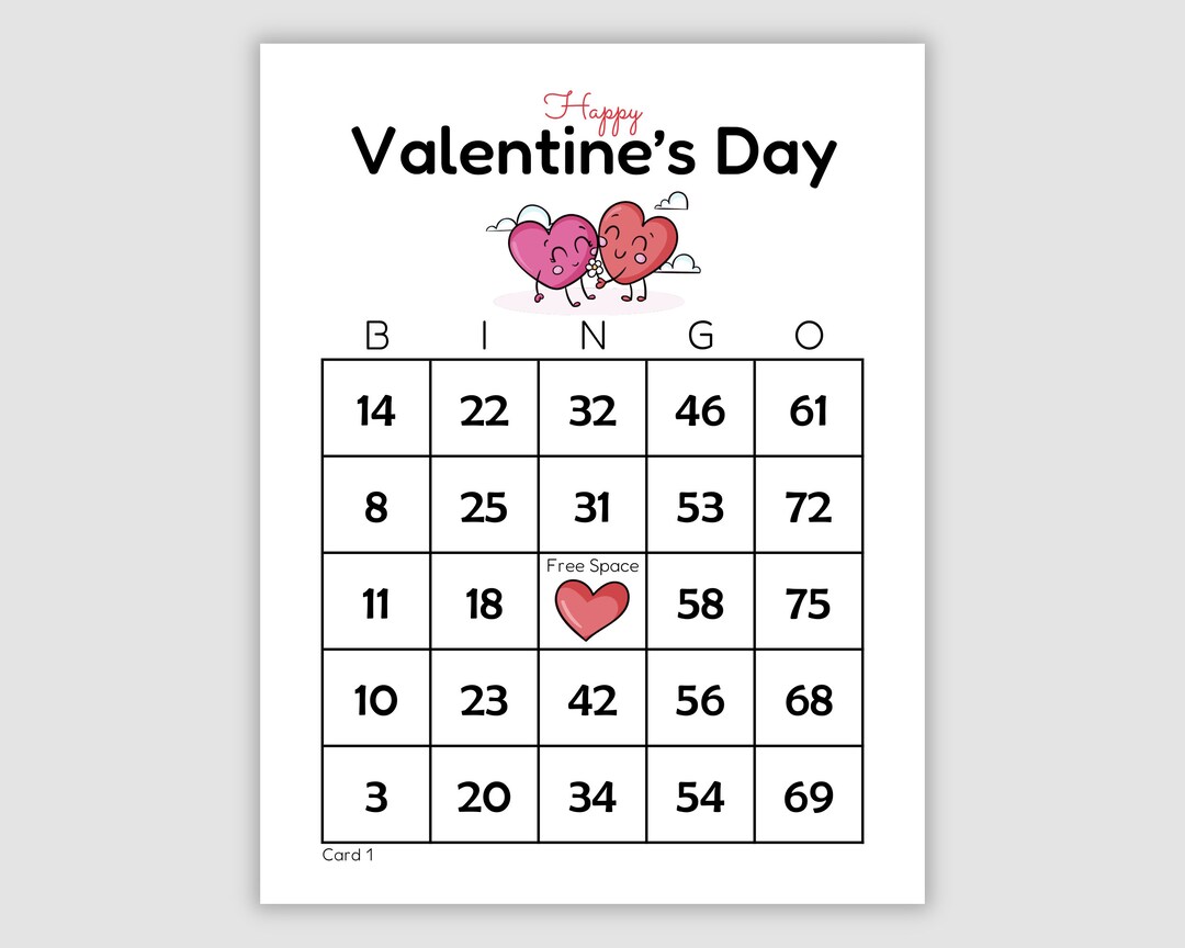 1000 Valentine's Day Bingo Cards Pdf Download, 1, 2, and 4 per Page ...
