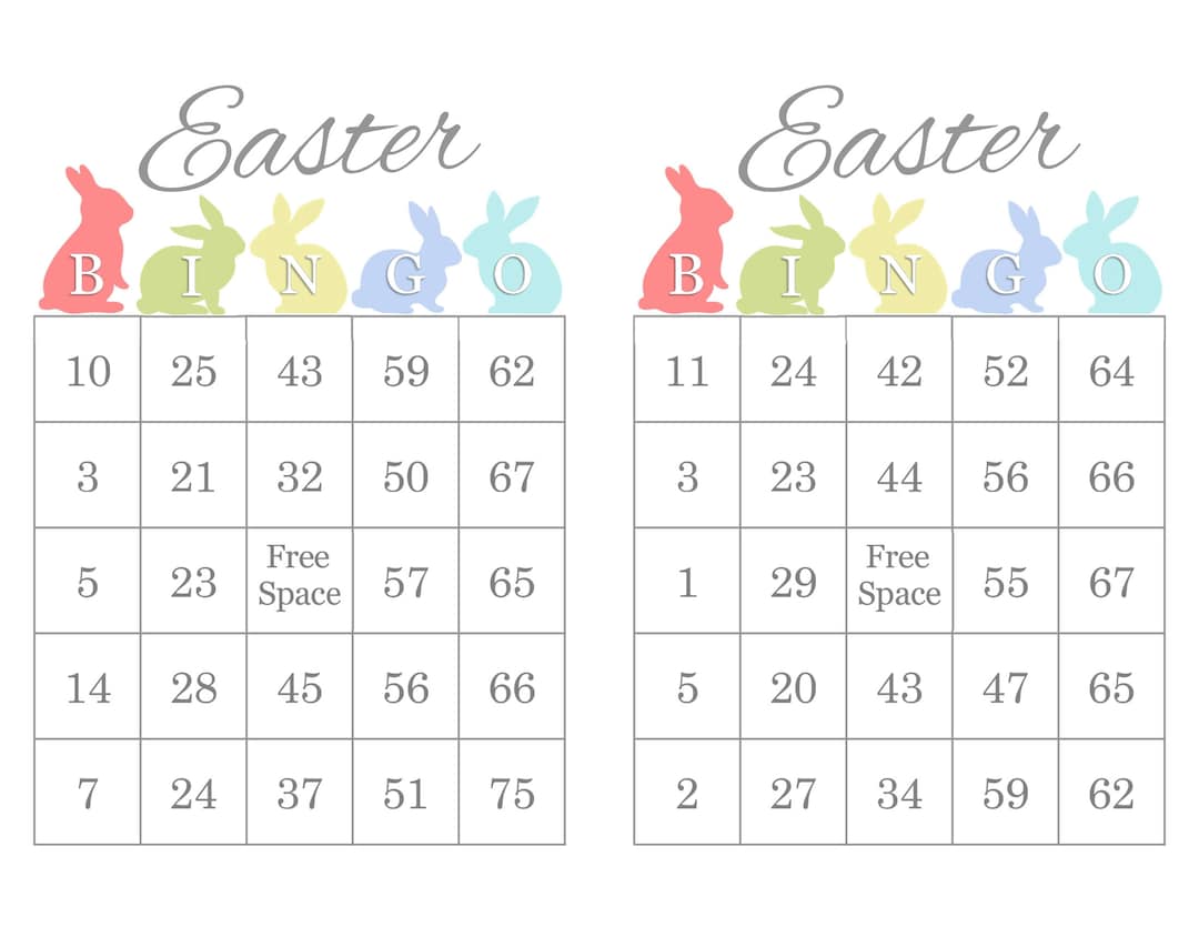 Easter Bingo Cards, 200 Cards, 2 per Page, 75 Call, Instant Pdf ...