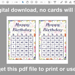 500 Birthday Bingo Cards Pdf Download, 1 and 2 per Page, 75 Call ...