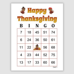 1000 Thanksgiving Bingo Cards, 1, 2, and 4 per Page, Instant Printable ...