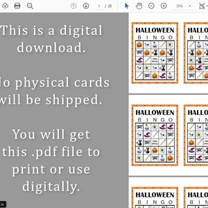 50 Halloween Picture Bingo Cards Pdf Download, 1 and 2 per Page ...