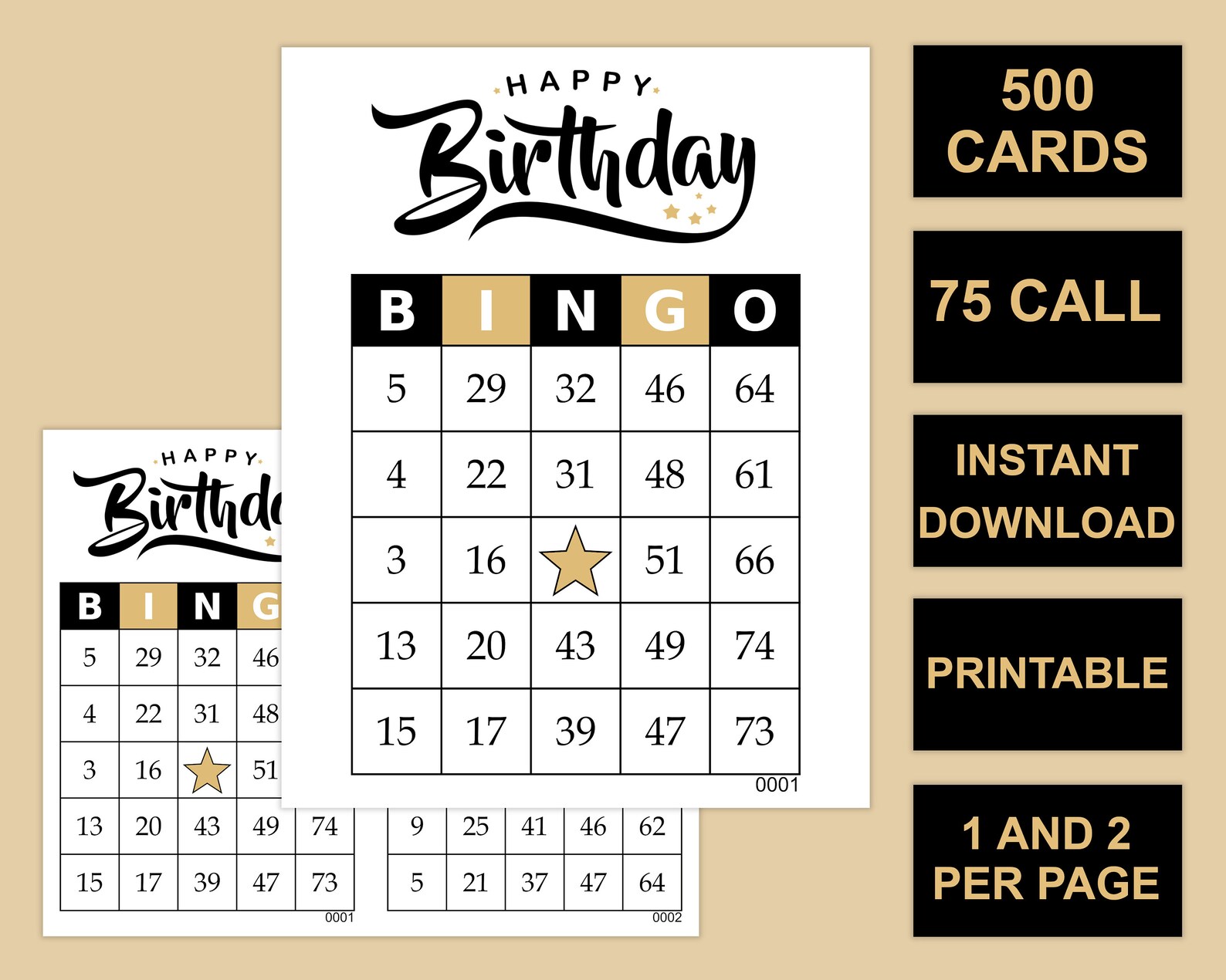500 Birthday Bingo Cards Pdf Download 1 and 2 per Page - Etsy