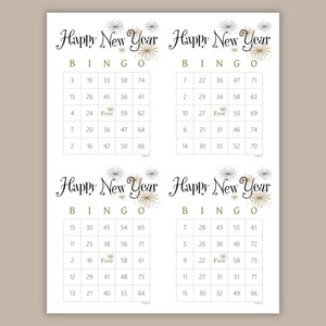 200 Happy New Year Bingo Cards Pdf Download Prints 4 per - Etsy