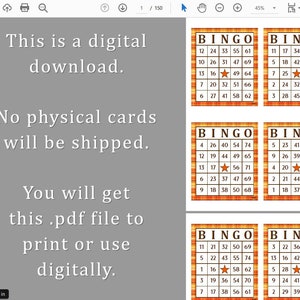 600 Fall Plaid Bingo Cards Pdf Download, 1, 2, 4, and 6 per Page ...