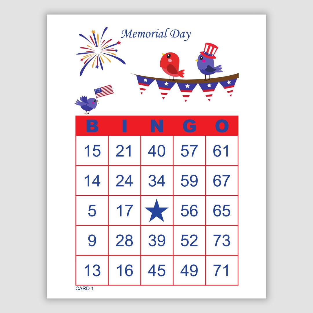 1000 Memorial Day Bingo Pdf Download, 1 and 2 per Page, Instant ...